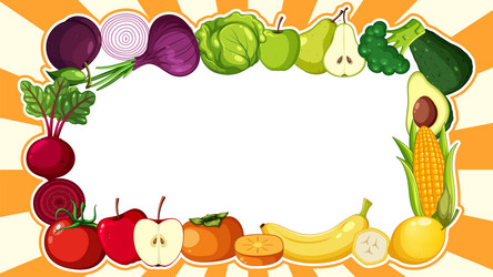 Colorful fruit and vegetable frame border Vector Image