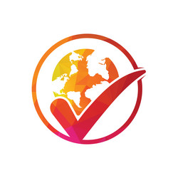 Globe check logo design Royalty Free Vector Image