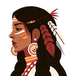 Native american girl profile Royalty Free Vector Image