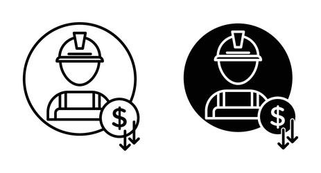 Reduce labor costs icon set low labour wage Vector Image