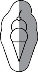 Sketch contour ice cream with cherry fruit icon Vector Image