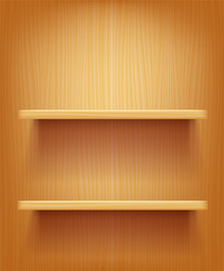 Long wood shelf on a wood wall Royalty Free Vector Image
