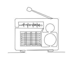 Continuous one line drawing of vintage broadcast Vector Image