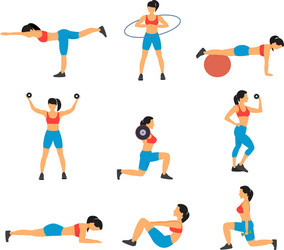 Fitness girl woman sport exercise character Vector Image
