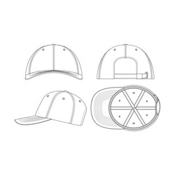 Template trucker cap flat sketch design outline Vector Image