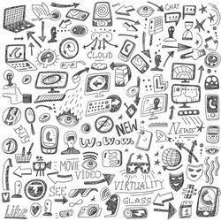 Doodle Social Media Icons Royalty Free Vector Image
