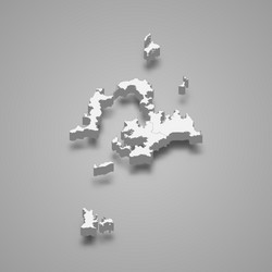 3D Isometric Map of Kinmen County, Taiwan Vector Image