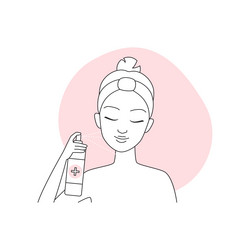 Girl washing her face with special skincare soap Vector Image