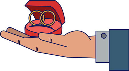 Wedding rings in box cartoon isolated black Vector Image