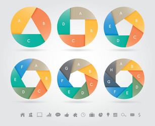 Circle Pie Chart Infographic Diagram Set Vector Image