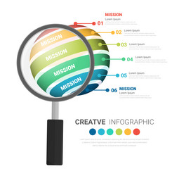 Infographic with magnifying glass for global Vector Image