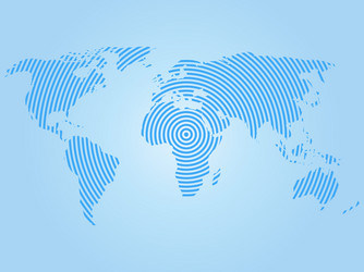 World map of green concentric rings on white Vector Image