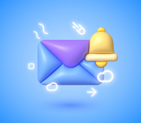 Neon glowing email icon 3d Royalty Free Vector Image