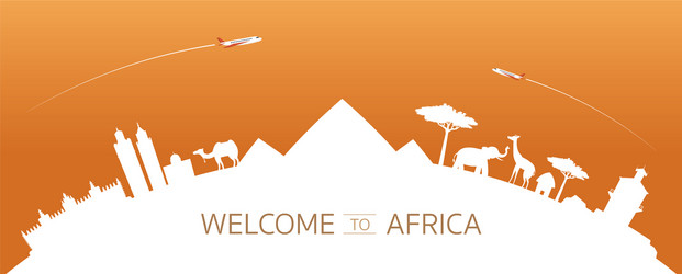 Africa skyline landmarks colorful silhouette Vector Image