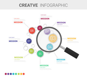 Infographic with magnifying glass for global Vector Image