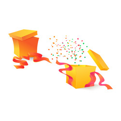 Cartoon open present gift box ribbon bow Vector Image