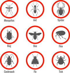 Pest and insect control icons set Royalty Free Vector Image