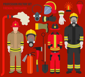 Profession and occupation set fireman equipment Vector Image