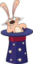 Cartoon rabbit coming out of a top hat Royalty Free Vector