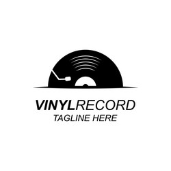 Music drone vinyl disk record logo design template