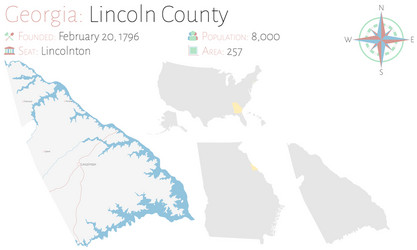 Map of lincoln county in georgia Royalty Free Vector Image