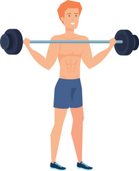 Young man lifting dumbbells Royalty Free Vector Image