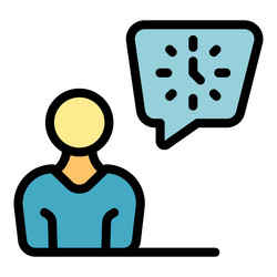 Head think time icon outline style Royalty Free Vector Image