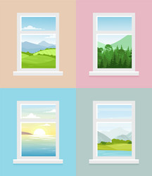 Windows with landscapes Royalty Free Vector Image