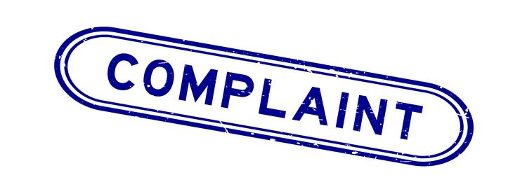 Grunge blue complaint word rubber seal stamp Vector Image