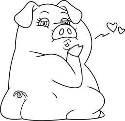 Cute female pig cartoon character Royalty Free Vector Image