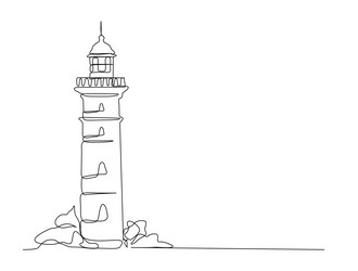 Continuous one line drawing of lighthouse tower Vector Image