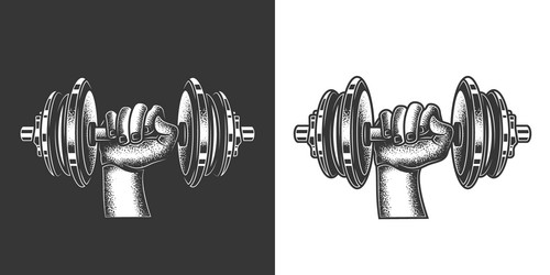 Dumbbell team in vintage style Royalty Free Vector Image