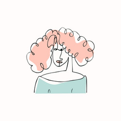 One line drawing profile Royalty Free Vector Image