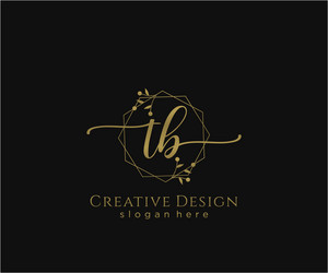 Initial tb beauty monogram and elegant logo design
