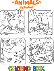 Urial or ram animals abc coloring book for kids Vector Image
