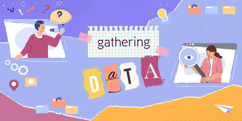 Gathering data flat composition Royalty Free Vector Image