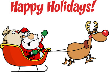 Cartoon santa claus handing out gifts Royalty Free Vector