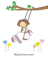 First holy communion african american girl Vector Image