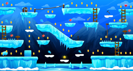 Arcade frozen ice world game level map interface Vector Image