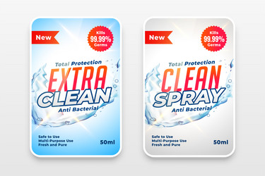 Extra clean detergent labels stickers design set Vector Image