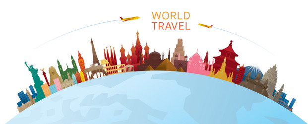 World skyline landmarks silhouette in colorful Vector Image