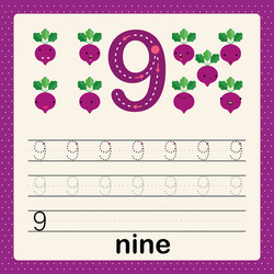 Number two card for kids learn to count and write Vector Image