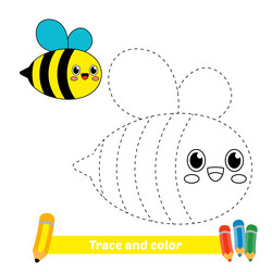 Trace and color for kids bee Royalty Free Vector Image