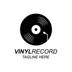Vinyl disk record music logo design template Vector Image