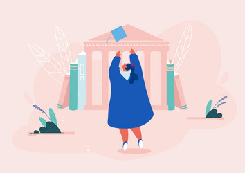 Human hand throwing graduation cap Royalty Free Vector Image