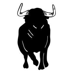 Fighting bull front view silhouette Royalty Free Vector
