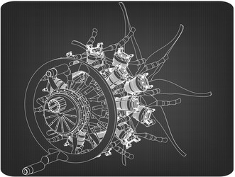 Radial engine blueprints Royalty Free Vector Image