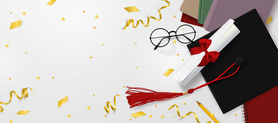 Graduation banner background congrats Royalty Free Vector