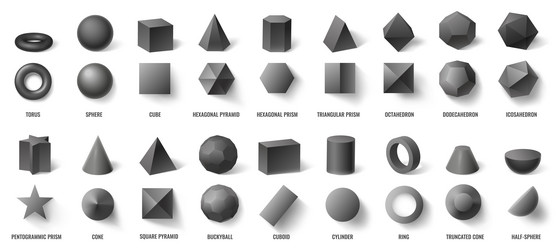 Basic 3d geometric pyramid shapes hexagonal Vector Image