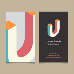 Business card letter u Royalty Free Vector Image